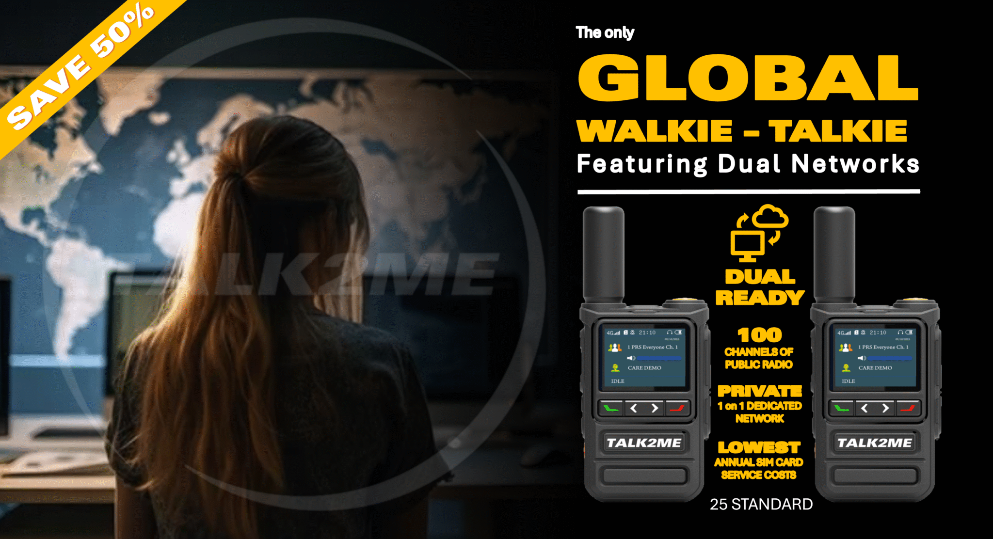 Nationwide 2-Way Walkie Talkie Radio from talk2me USA